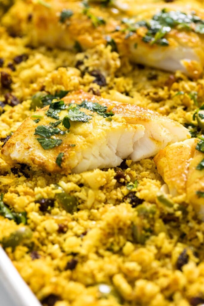 Sheet Pan Cod and Cauliflower Rice - Wyse Guide