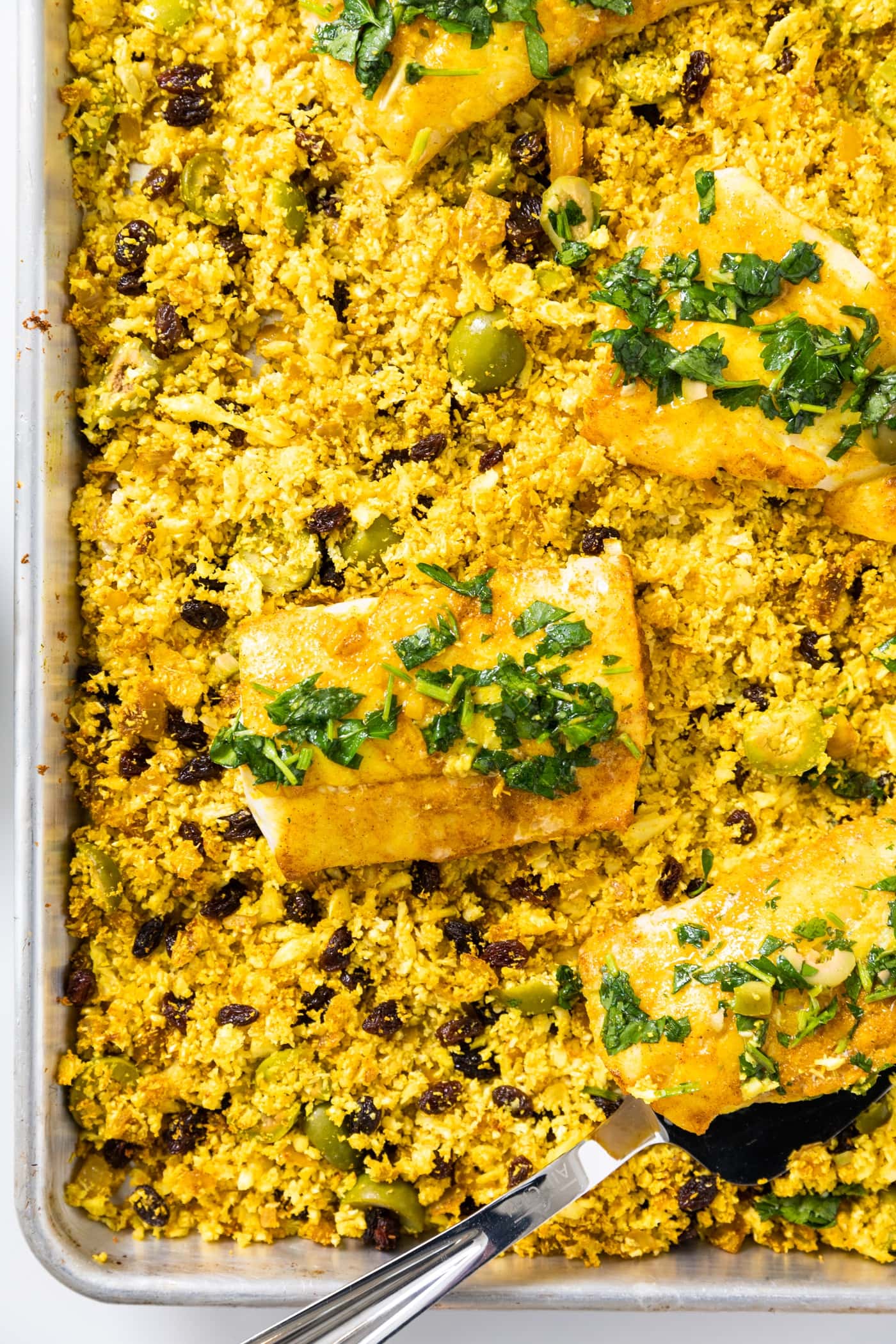 Sheet Pan Cod and Cauliflower Rice - Wyse Guide