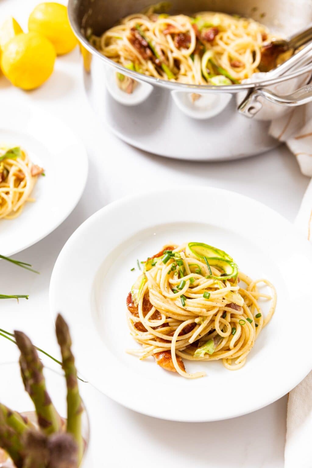 Brown Butter Spaghetti with Bacon & Asparagus Recipe - Wyse Guide