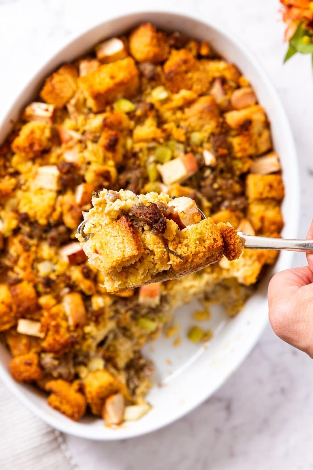 Apple & Sausage Cornbread Stuffing Recipe - Wyse Guide