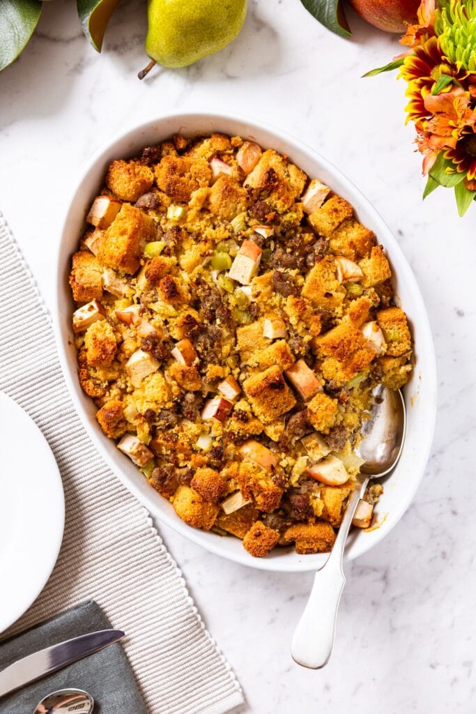 Apple & Sausage Cornbread Stuffing Recipe - Wyse Guide